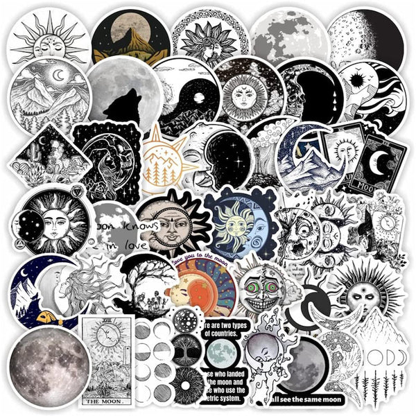 Monochrome Sun & Moon Sticker Pack - Shop Online on roomtery