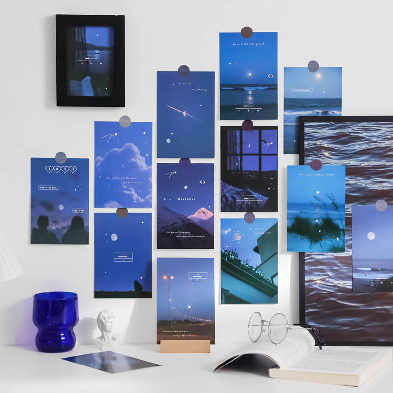 Glowing Night Sky Wall Collage Postcards - Shop Online on roomtery