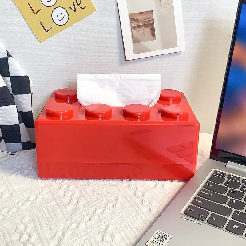 Construction Brick Tissue Holder | Aesthetic Room Desk Decor - roomtery