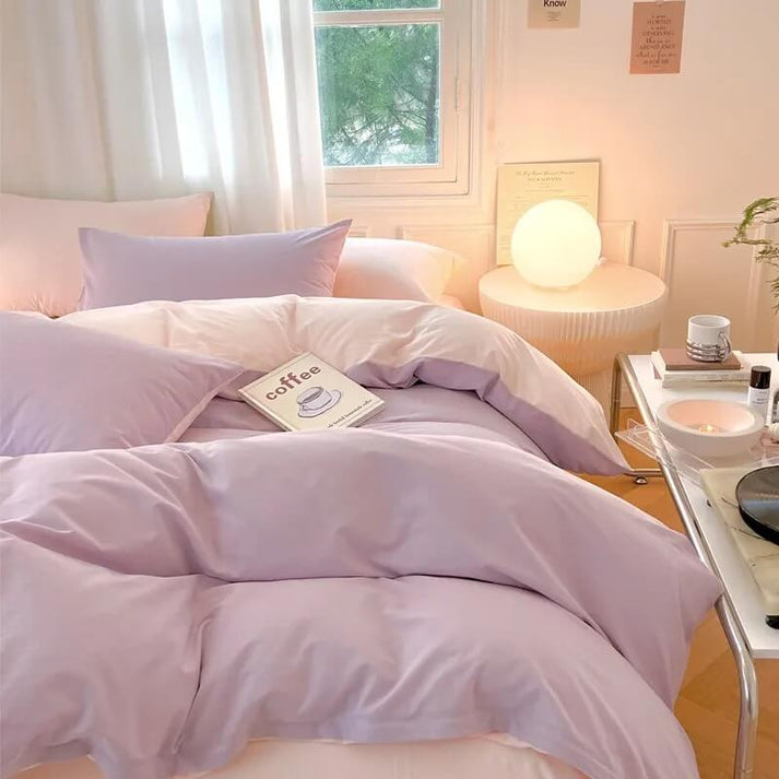 Dusty Pastel Shades Cotton Bedding Set | Pastel Aesthetic Bedding ...