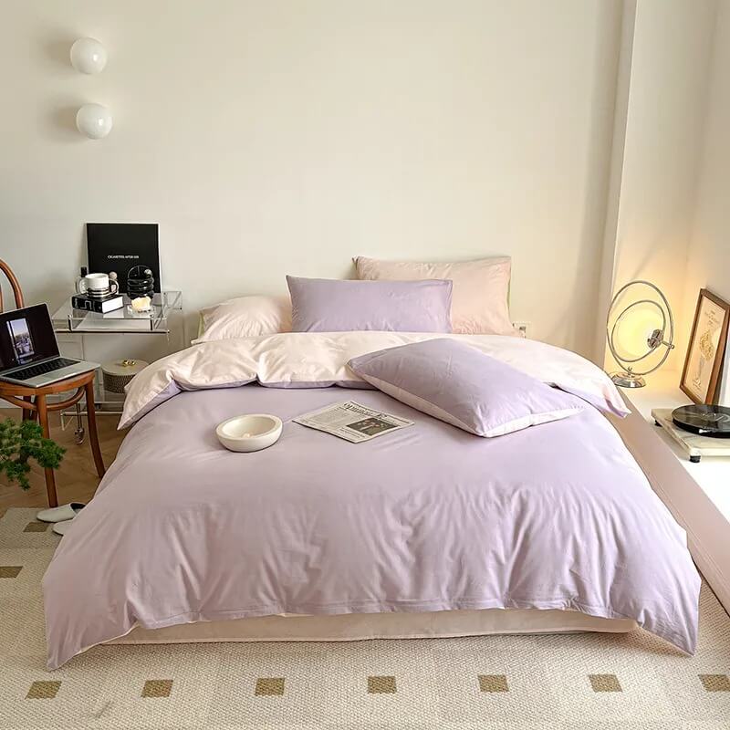 Dusty Pastel Shades Cotton Bedding Set | Pastel Aesthetic Bedding ...