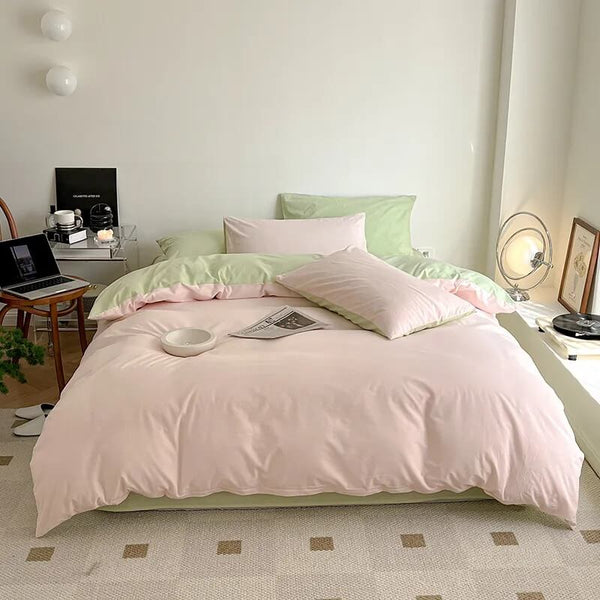 Dusty Pastel Shades Cotton Bedding Set | Pastel Aesthetic Bedding ...