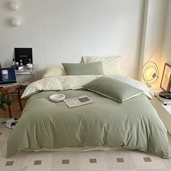 Dusty Pastel Shades Cotton Bedding Set | Pastel Aesthetic Bedding ...