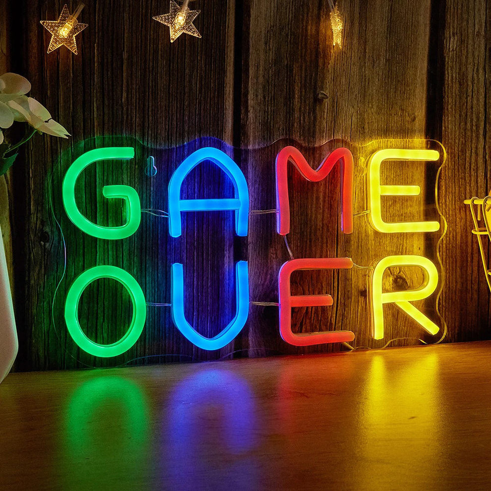 Game Over Multicolor LED Neon Sign | Aesthetic Room Decor - roomtery