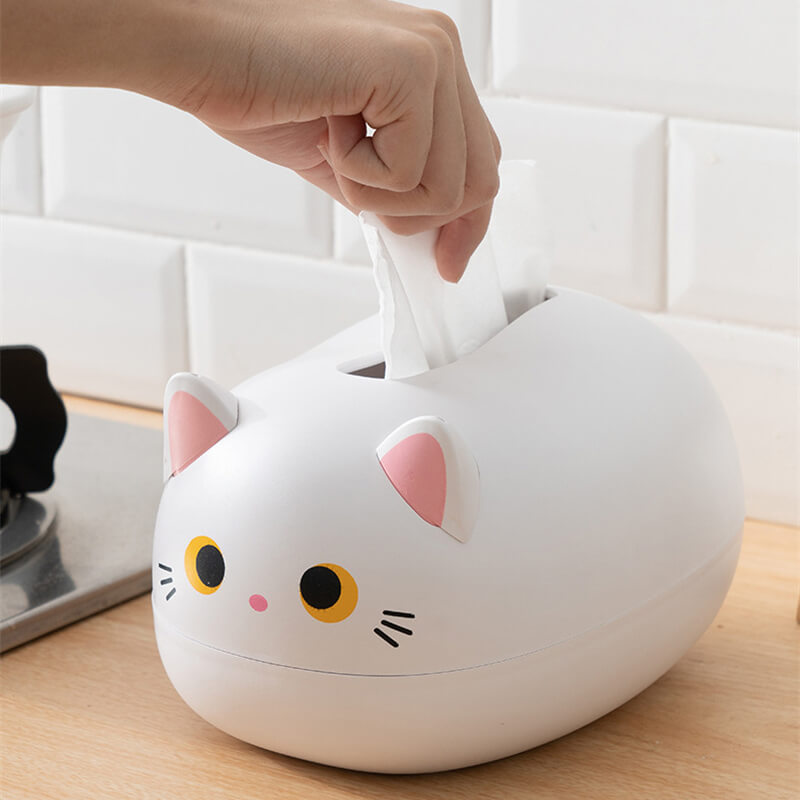 Kawaii Cat Tissue Holder | Kawaii Aesthetic Room Desk Decor