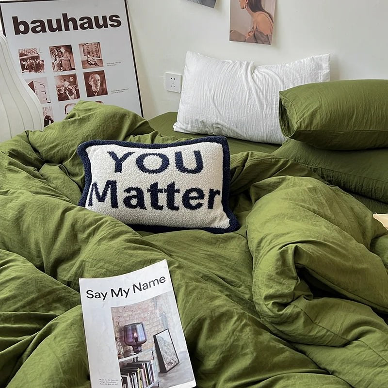 Crumpled Solid Color Sheets Bedding Set - roomtery