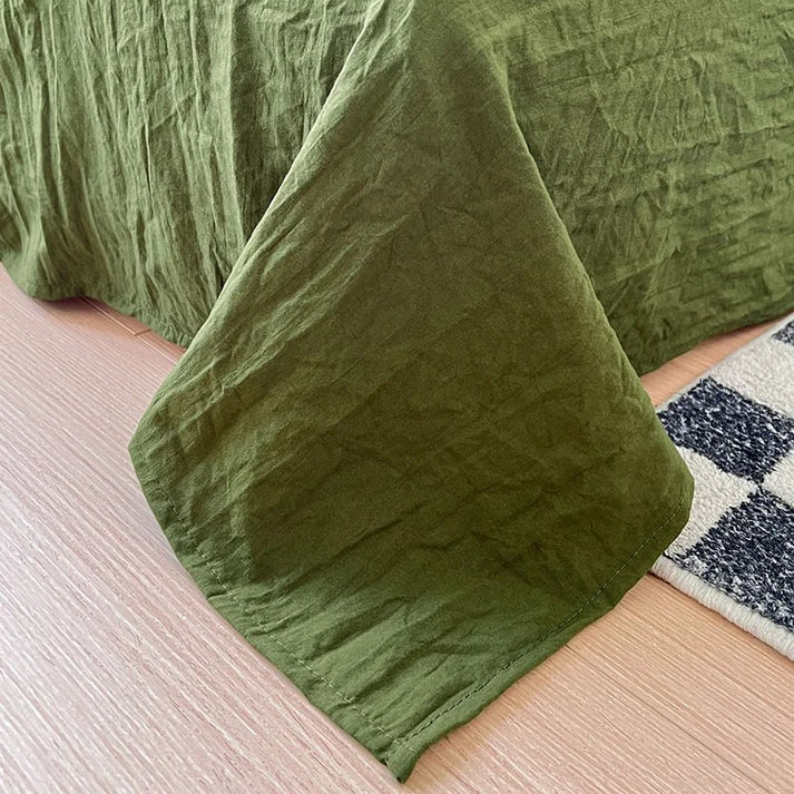 Crumpled Solid Color Sheets Bedding Set - roomtery