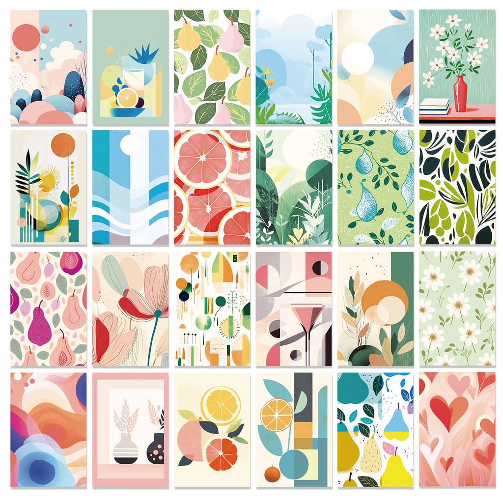 Fresh Green Flowers Wall Collage Cards Kit - Shop Online on roomtery
