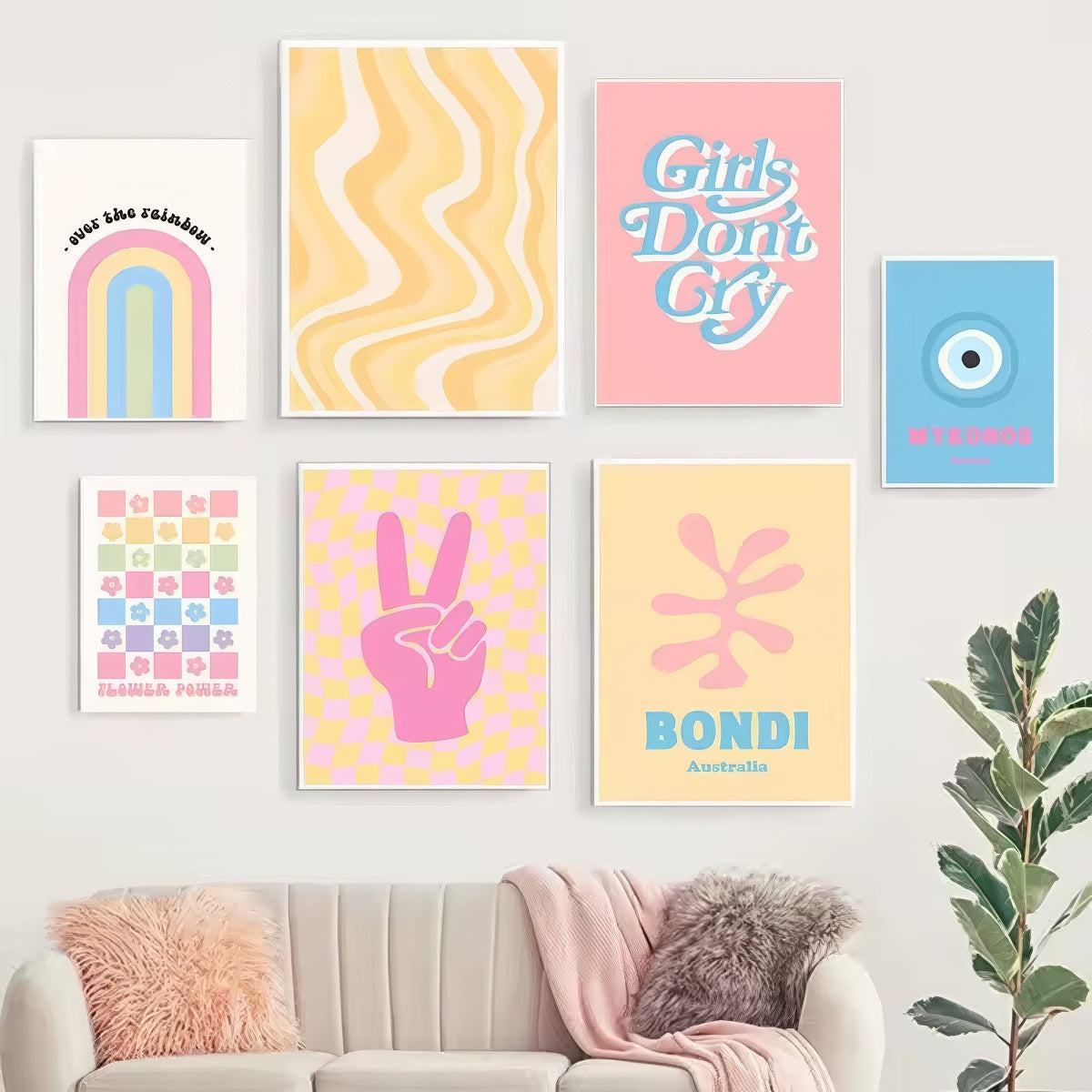 Pastel Positivity Wall Collage Canvas Posters - Shop Online on roomtery