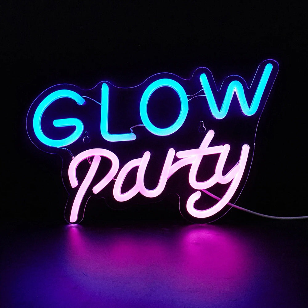 Glow Party Blue & Pink LED Neon Sign - Shop Online on roomtery
