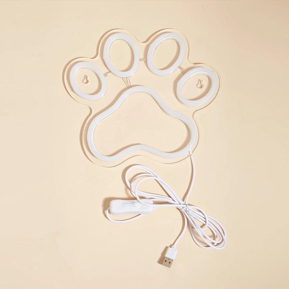 Pink Cat Paw LED Neon Sign | Aesthetic Room Decor - roomtery