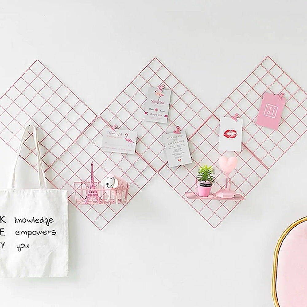 Pink Wall Grid Organizer - roomtery