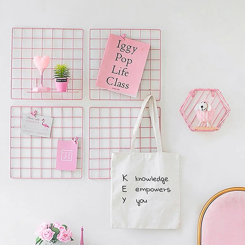 Pink Wall Grid Organizer - roomtery