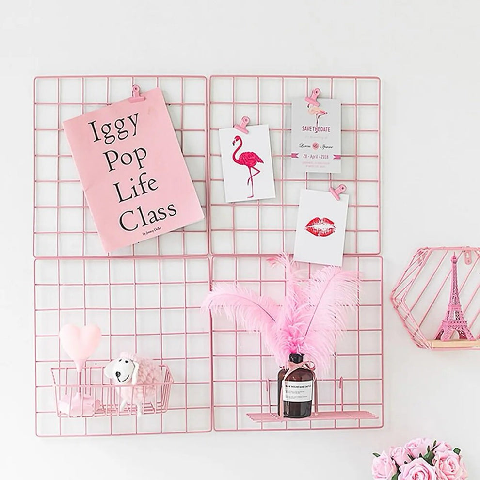 Pink Wall Grid Organizer - roomtery