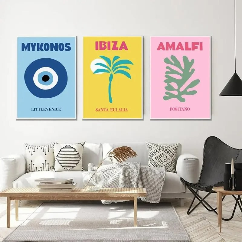 Preppy Cities Pastel Canvas Posters - Shop Online on roomtery