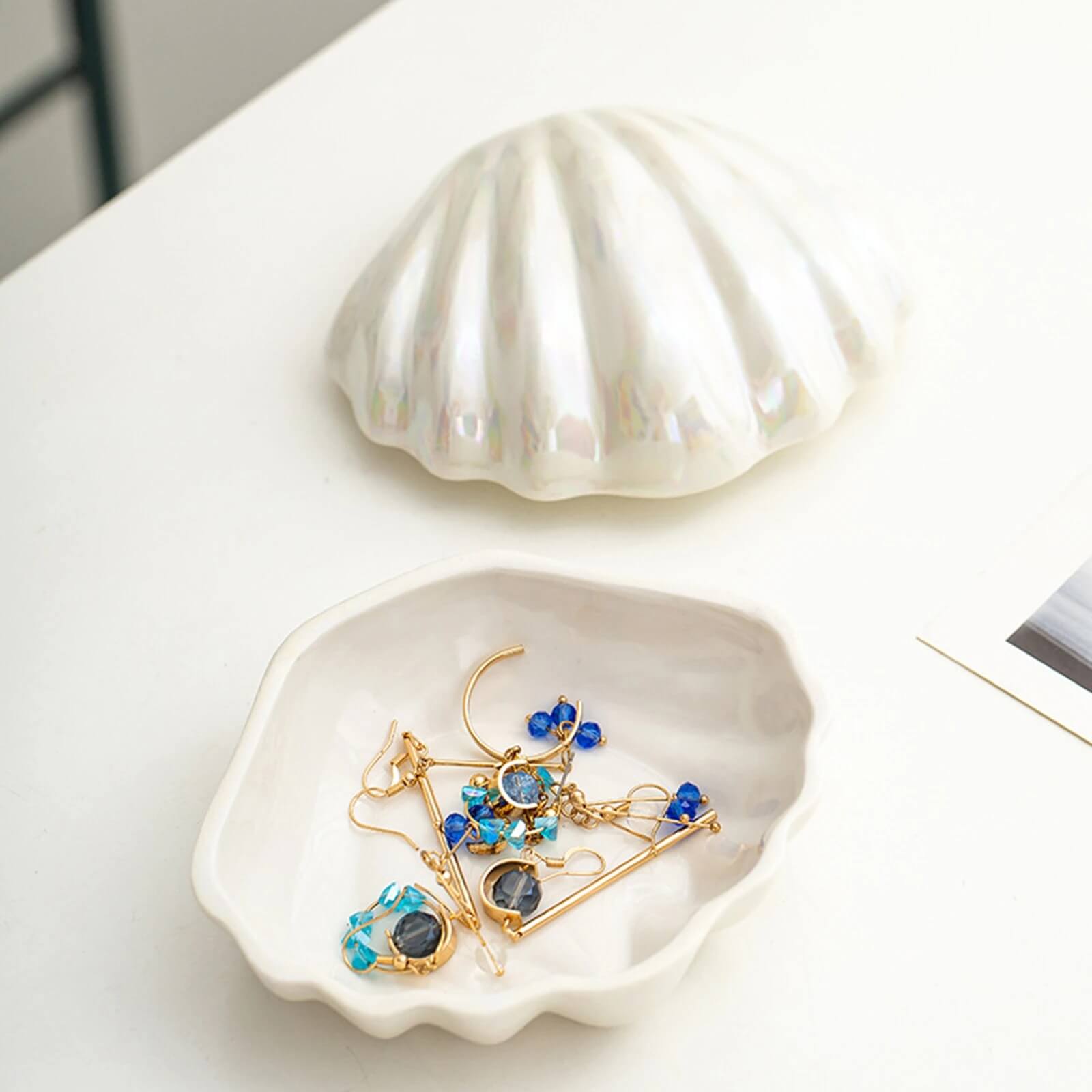 Clam Shell Ceramic Jewelry Storage - Shop Online on roomtery