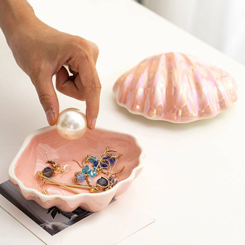 Clam Shell Ceramic Jewelry Storage - Shop Online on roomtery