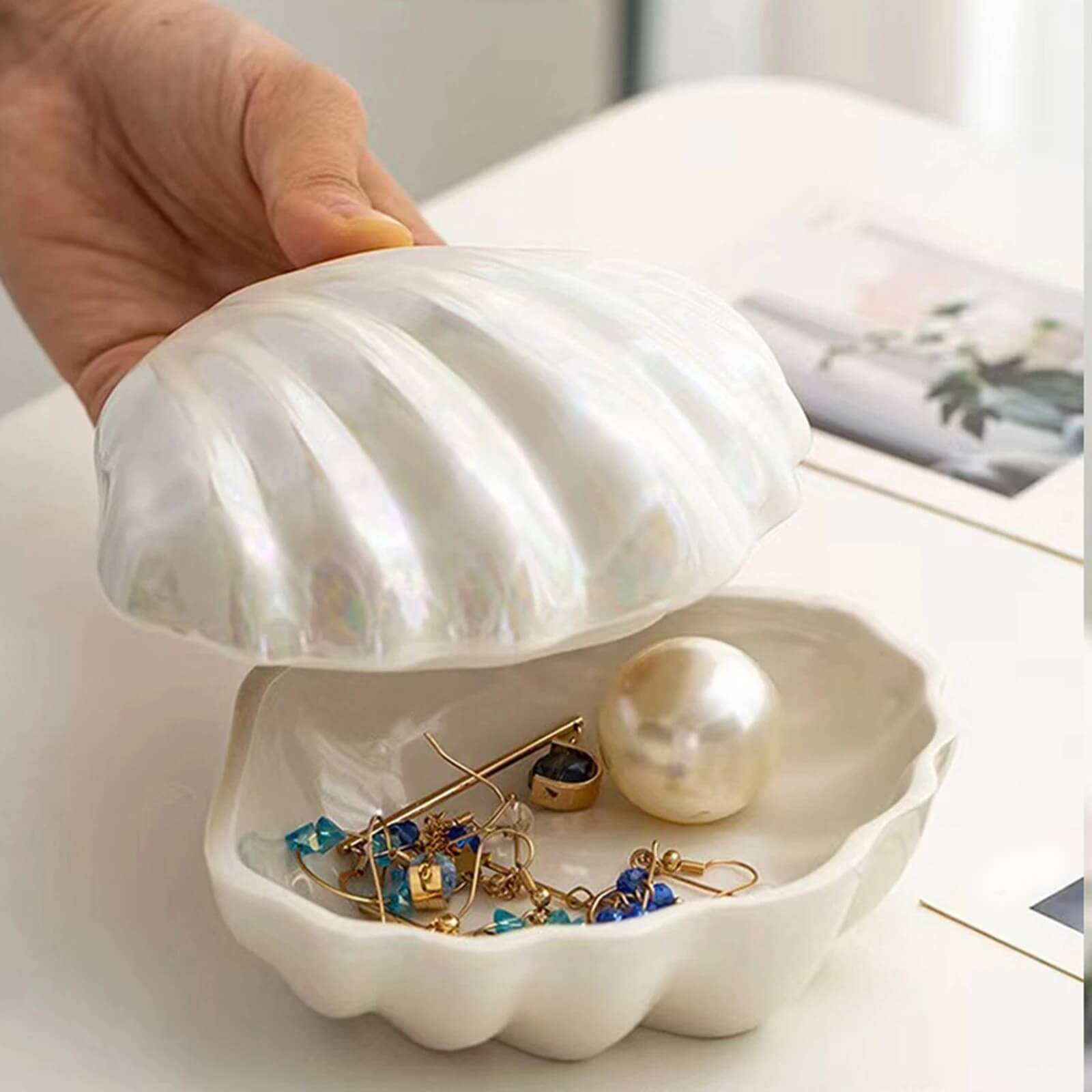 Clam Shell Ceramic Jewelry Storage - Shop Online on roomtery