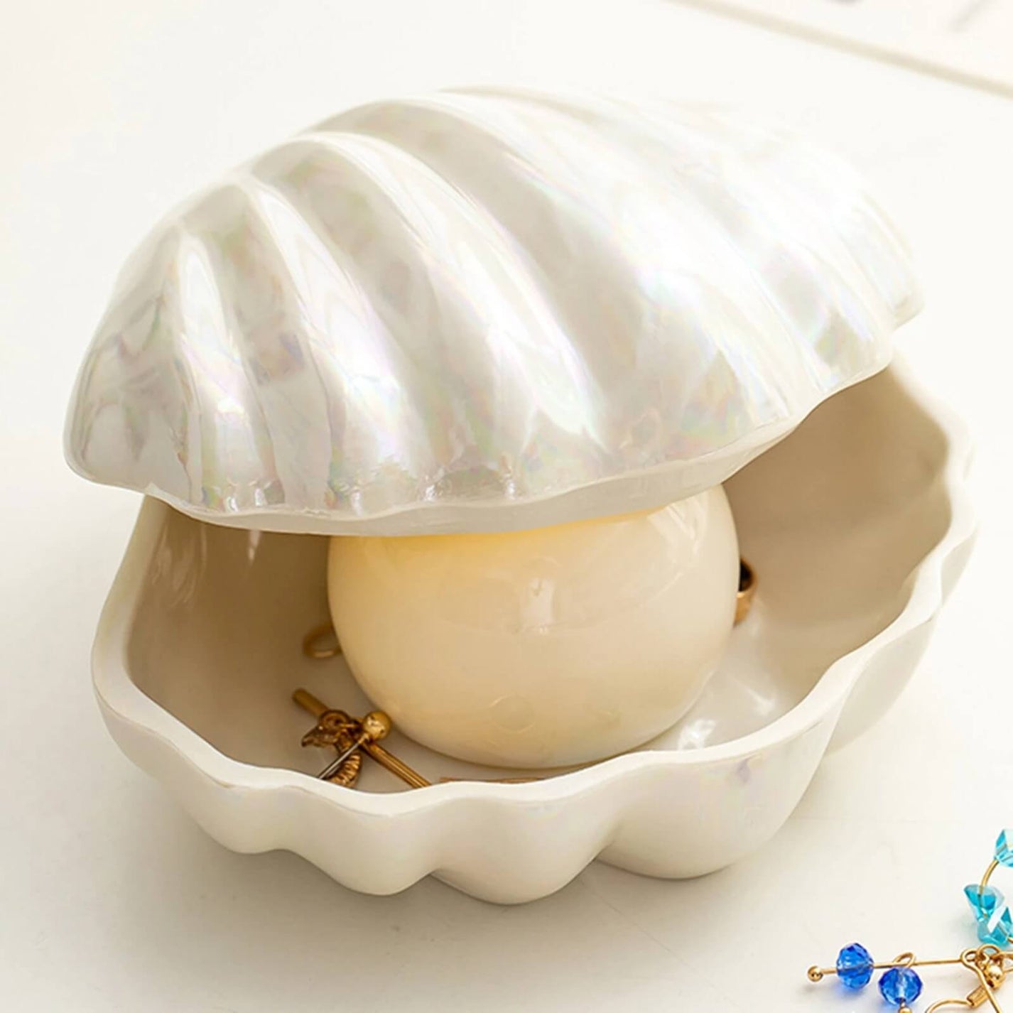 Clam Shell Ceramic Jewelry Storage - Shop Online on roomtery