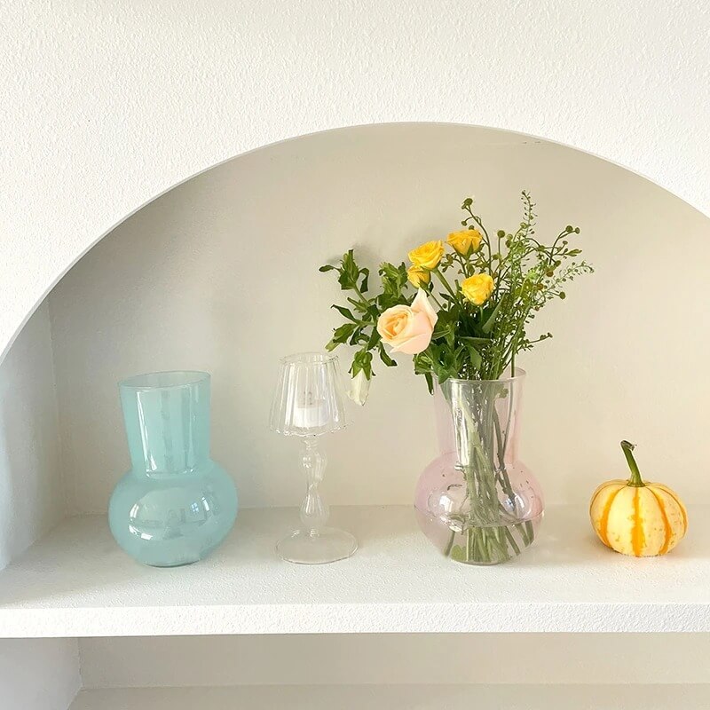 Simple Flask Glass Vase - Shop Online on roomtery Simple Flask Glass Vase - Shop Online on roomtery