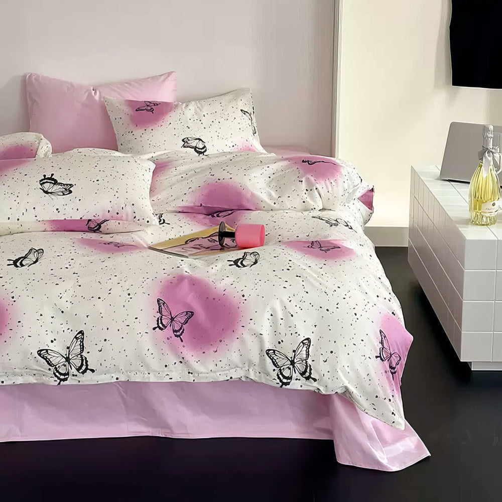 Vintage Butterflies Y2K Aesthetic Bedding Set - roomtery