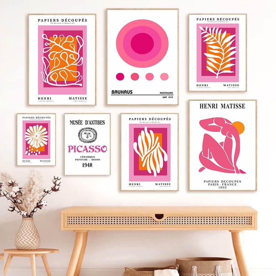 Bright Pink Art Collage Canvas Posters - Shop Online on roomtery