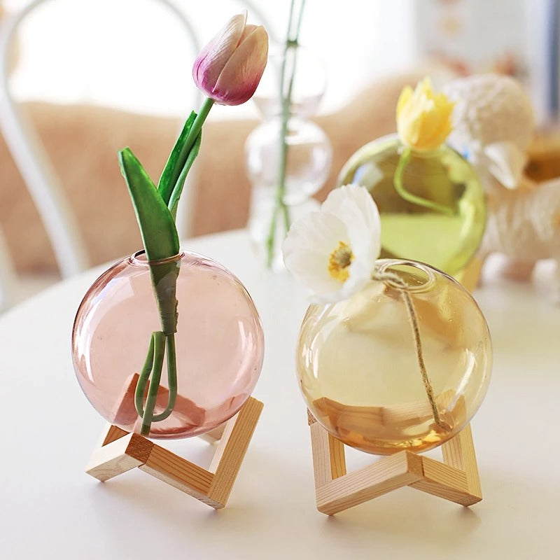 Mini Glass Bubble Vase Aesthetic Room Desk Decor
