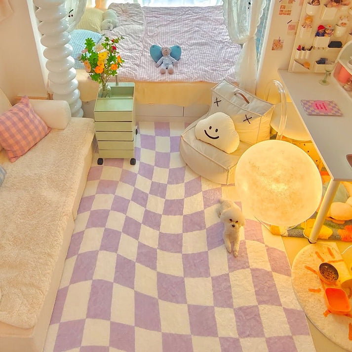 Pastel Curvy Checker Carpet - Shop Online on roomtery