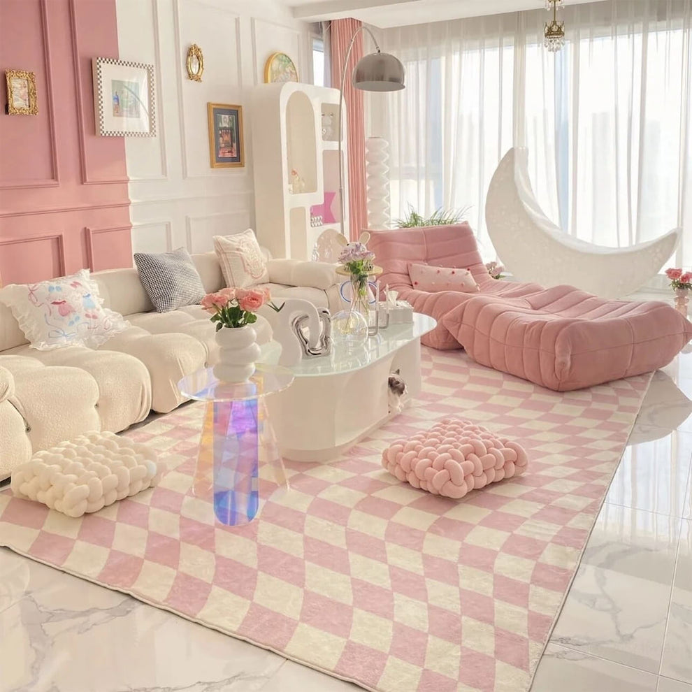 Pastel Curvy Checker Carpet - Shop Online on roomtery