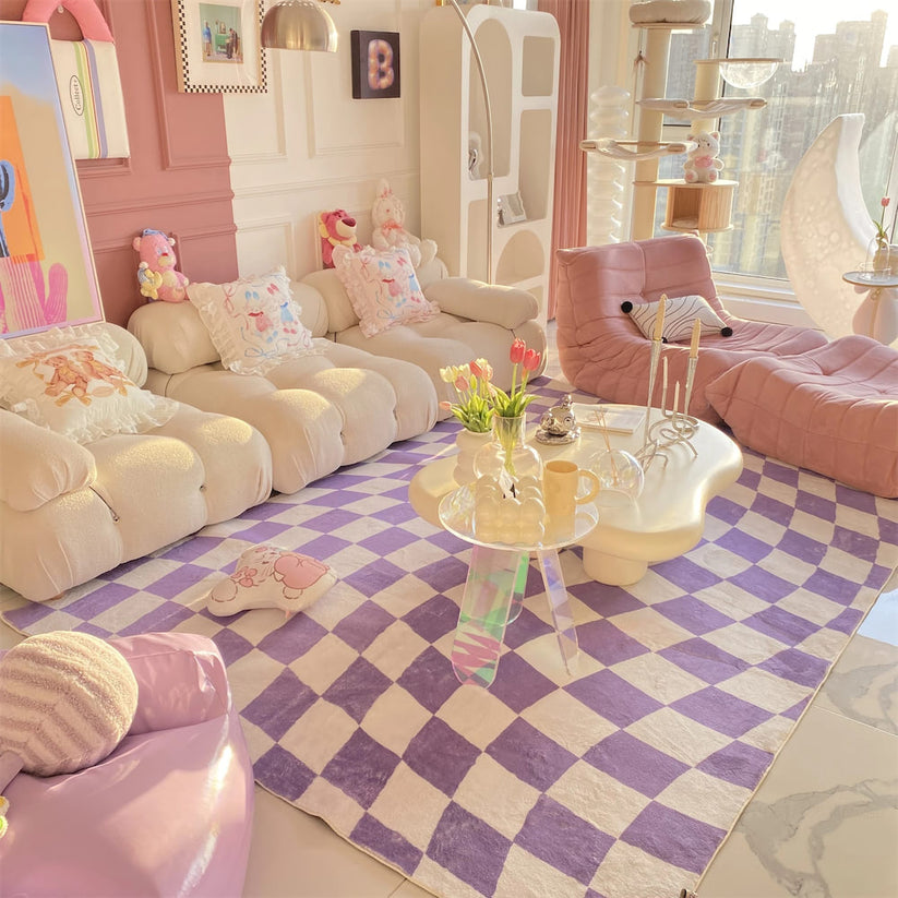 Pastel Curvy Checker Carpet - Shop Online on roomtery