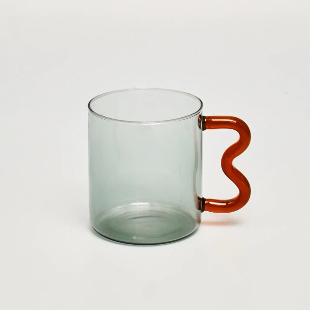 Pastel Glass Wavy Handle Mug - Shop Online on roomtery