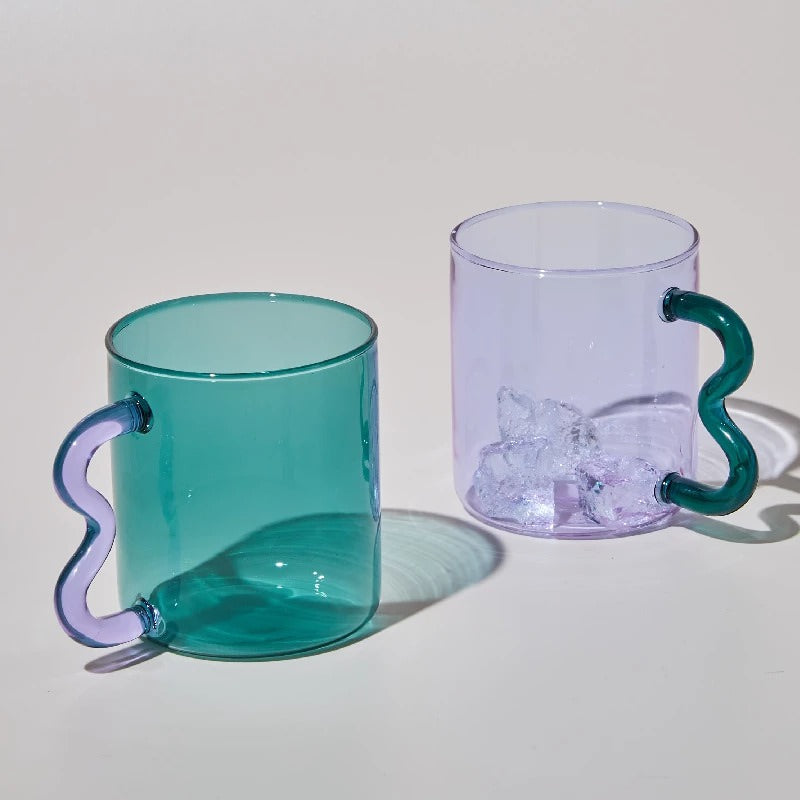 Pastel Glass Wavy Handle Mug - Shop Online on roomtery