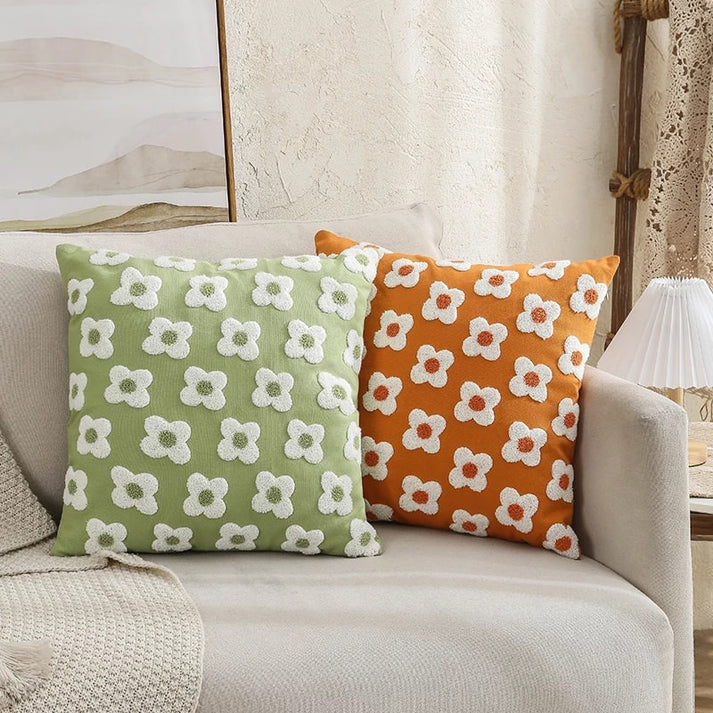 Embroidered Daisies Cushion Cover - Shop Online on roomtery