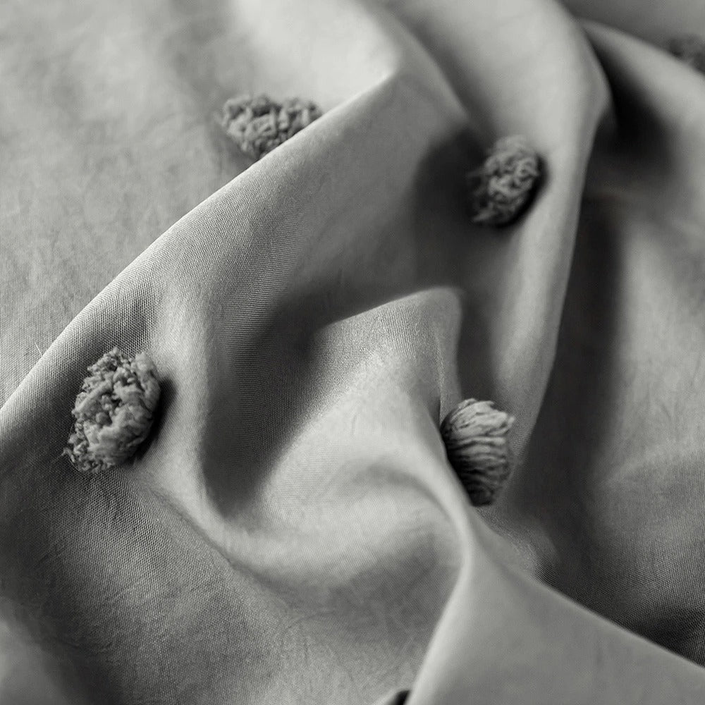 Grey Pom Pom Bedding Set | roomtery