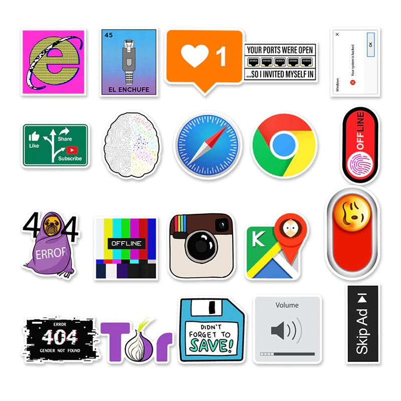 00's Internet Sticker Pack - Shop Online on roomtery