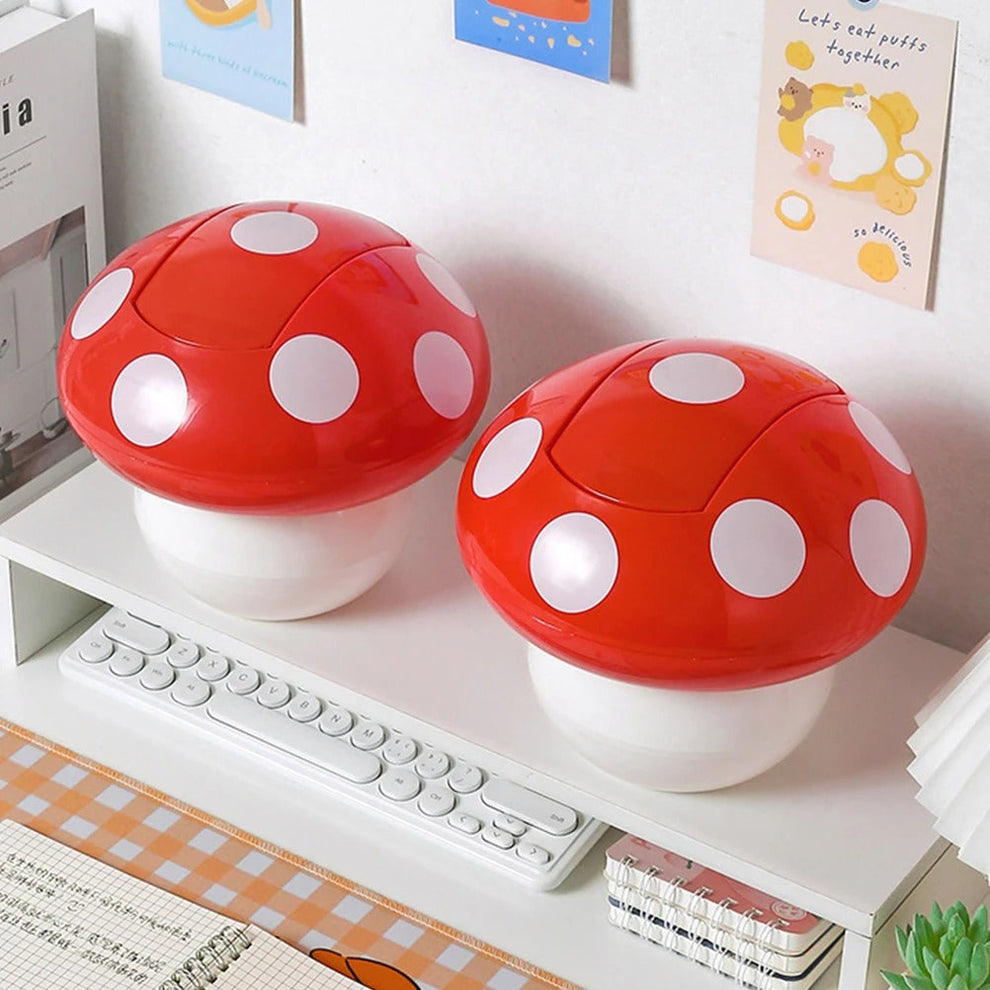 Kawaii Mushroom Desk Trash Can - Shop Online on roomtery