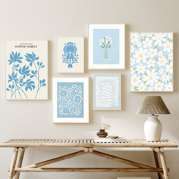 Pale Blue Flower Market Canvas Posters - Shop Online on roomtery