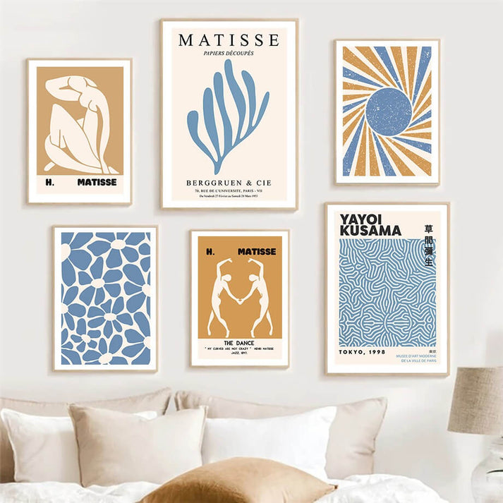 Pale Orange & Blue Gallery Wall Canvas Posters - Shop Online on roomtery
