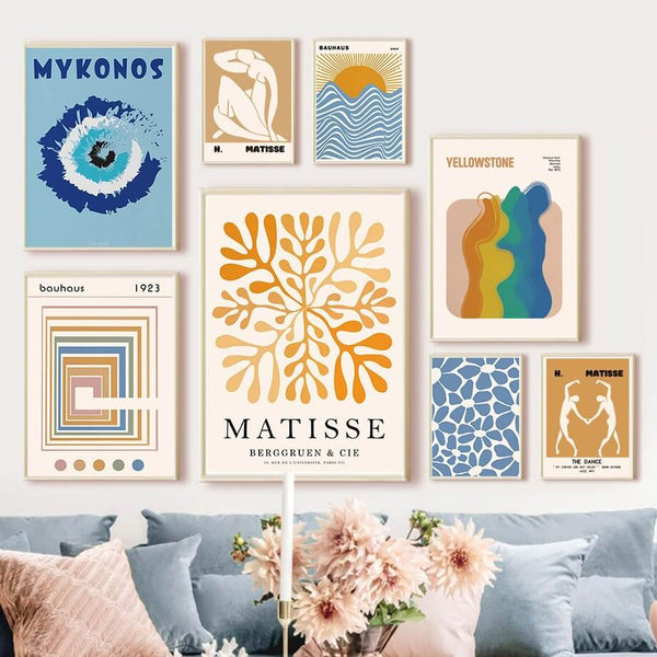 Pale Orange & Blue Gallery Wall Canvas Posters - Shop Online on roomtery