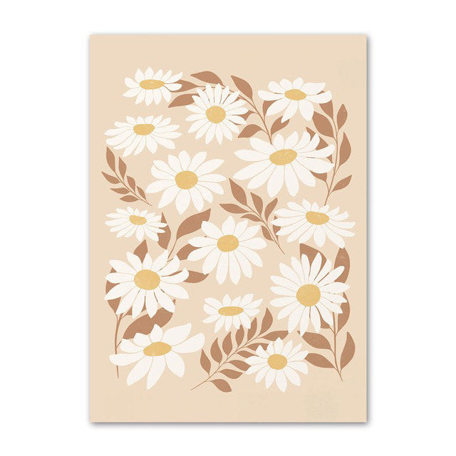 Pastel Brown Flowers Canvas Posters - Shop Online on roomtery