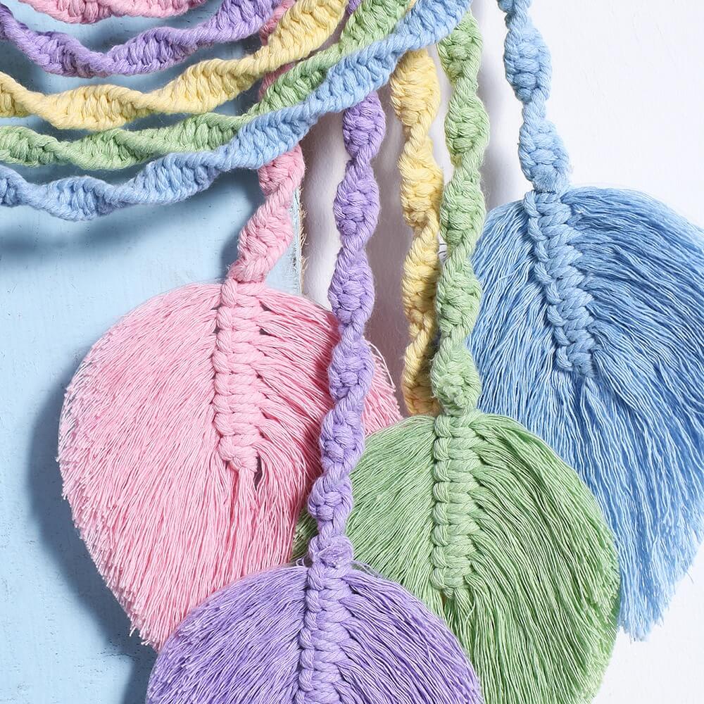 Pastel Rainbow Macrame Tassels Wall Decor - Shop Online on roomtery