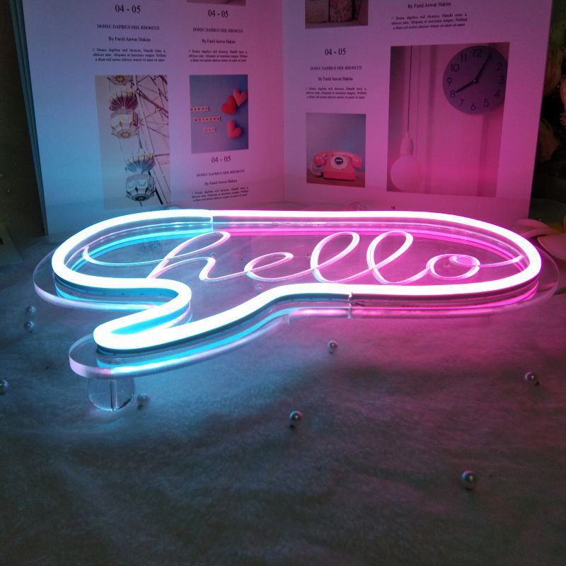Pink/Blue Hello Neon Sign | wall decor | roomtery