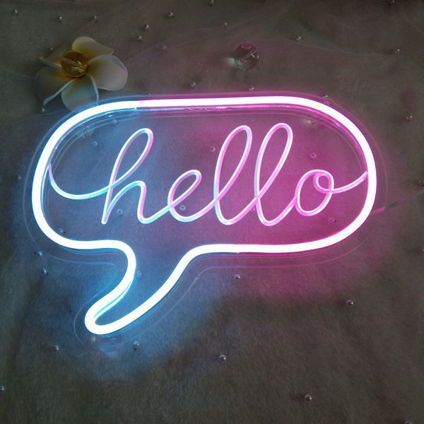 Pink/Blue Hello Neon Sign | wall decor | roomtery