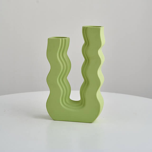 Wavy U Pastel Ceramic Vase | Aesthetic Room Desk Decor